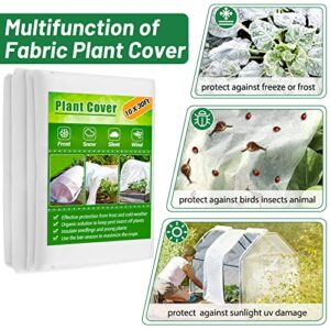 Plant Covers Freeze Protection Kit,10 x 30Ft Frost Cloth & 6Pcs Wide Garden Hoops, Floating Row Cover with Greenhouse Hoops Frost Blanket Garden Covers for Plants Vegetables Raised Beds Greenhouse