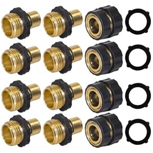 hourleey 3/4 inch garden hose quick connector, 4 pcs female & 8 pcs male of no leak quick connect hose fittings