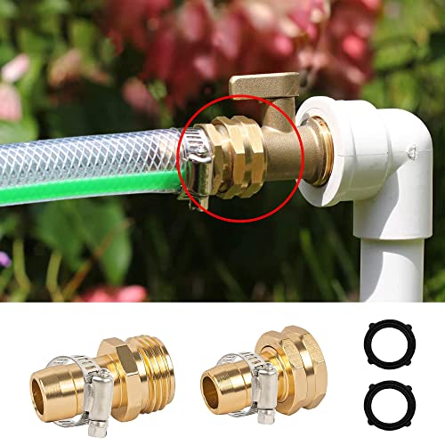 Hourleey Garden Hose Repair Connector with Clamps, Fit for 3/4" or 5/8" Garden Hose Fitting, 2 Set