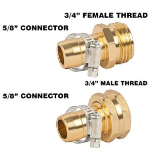 Hourleey Garden Hose Repair Connector with Clamps, Fit for 3/4" or 5/8" Garden Hose Fitting, 2 Set