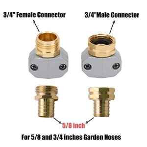 BENLIUDH Garden Hose end Replacement Connectors, Hose Repair Connector Fitting Aluminum Male and Female Repair kit Fit 5/8-inch and 3/4-Inch Garden Hose - 2 Sets