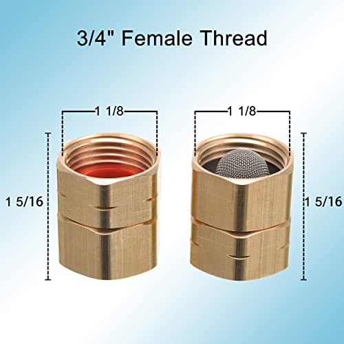 M MINGLE Garden Hose Adapter, Female to Female, 3/4 Inch Heavy Duty Brass Connect Fittings with Dual Swivel, Pressure Washer to Garden Hose Connector, 2-Pack with Extra 4 Washers and 1 Filter