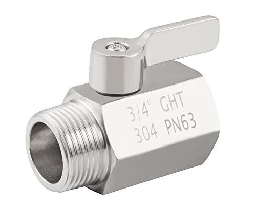 Stainless steel Garden Hose Shut Off Valve, 3/4"GHT Female × 3/4"GHT Male