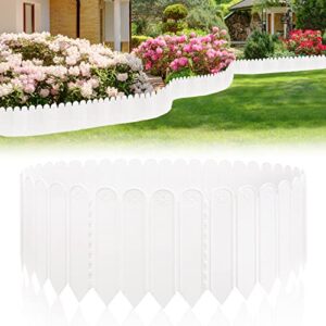 eeocwf 10pcs white garden edging borders, 8.66″x10.6″ plastic garden landscape edging, 7.2ft interlocking decorative garden fences edging, lawn edge flower bed border for diy patio walkways yard