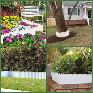 EEOCWF 10PCS White Garden Edging Borders, 8.66"X10.6" Plastic Garden Landscape Edging, 7.2ft Interlocking Decorative Garden Fences Edging, Lawn Edge Flower Bed Border for DIY Patio Walkways Yard