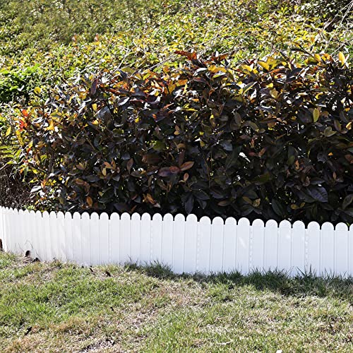 EEOCWF 10PCS White Garden Edging Borders, 8.66"X10.6" Plastic Garden Landscape Edging, 7.2ft Interlocking Decorative Garden Fences Edging, Lawn Edge Flower Bed Border for DIY Patio Walkways Yard