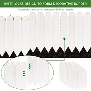 EEOCWF 10PCS White Garden Edging Borders, 8.66"X10.6" Plastic Garden Landscape Edging, 7.2ft Interlocking Decorative Garden Fences Edging, Lawn Edge Flower Bed Border for DIY Patio Walkways Yard