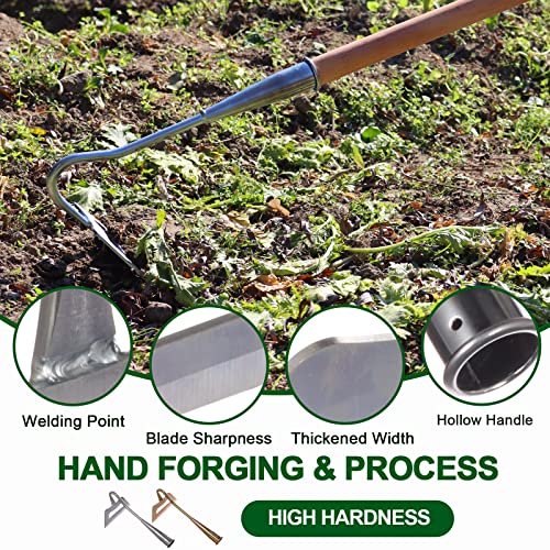 All Steel Hardened Hollow Hoe - Long Handle Heavy Duty Garden Hollow Hoe, Hoe Garden Tool, Sharp Gardening Tools, Easy Weeding and Soil Loosening, Durable and Effectible Hand Weeding Tools