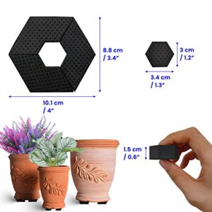 SNAIL GARDEN 40Pcs Invisible Pot Feet, Composable Hexagon Flower Pot Feet Risers for Muti-Styles Pots, Nonslip Gardening Pot Feet Pads for Indoor Outdoor Planters Garden Plant Pots Flowers