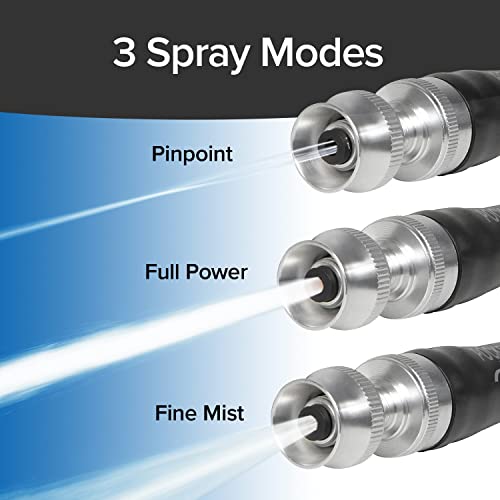 Pocket Hose Silver Bullet 50 ft Turbo Shot Nozzle Multiple Spray Patterns Expandable Garden Hose 3/4 in Solid Aluminum Fittings Lead-Free Lightweight and No-Kink