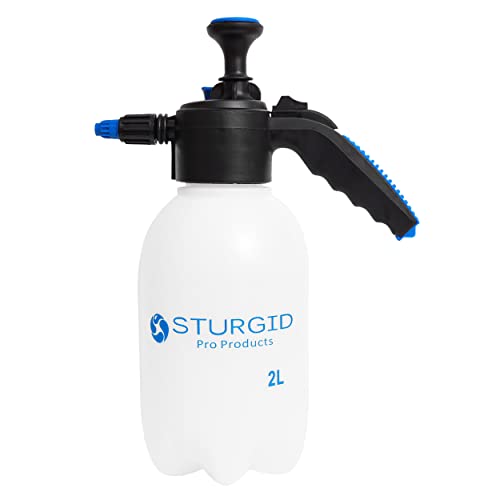 STURGID 82023 Hand Held Pump Sprayer for Lawns and Gardens or Cleaning Decks, Siding and Concrete - 1/2 Gallon (2L) with Pressure Release Valve