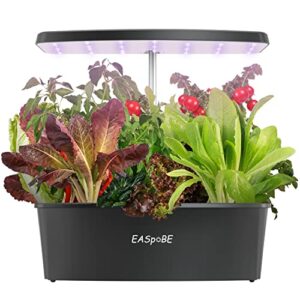 hydroponic growing system, indoor herb garden, smart garden with led grow light, 6l water tank germination kit, 18.5” height adjustable, black