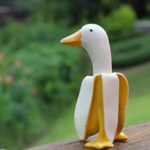 lhocm garden decor statues figurines ornaments, creative resin banana duck garden gnomes, personalized duck statues for home, patio, lawn, yard, office, outdoor decorations, housewarming garden gifts