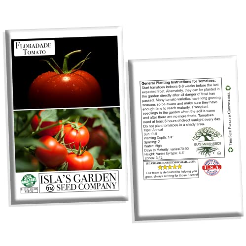 Floradade Tomato Seeds for Planting, 300+ Heirloom Seeds Per Packet, (Isla's Garden Seeds), Non GMO Seeds, Botanical Name: Solanum lycopersicum, Great Home Garden Gift