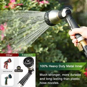 FANHAO Garden Hose Nozzle 100% Heavy Duty Metal, Water Hose Sprayer High Pressure with 8 Spray Patterns, Thumb Control, On Off Valve for Garden Watering, Car and Pet Washing