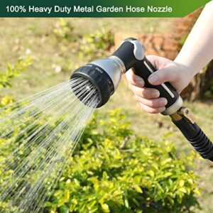 FANHAO Garden Hose Nozzle 100% Heavy Duty Metal, Water Hose Sprayer High Pressure with 8 Spray Patterns, Thumb Control, On Off Valve for Garden Watering, Car and Pet Washing