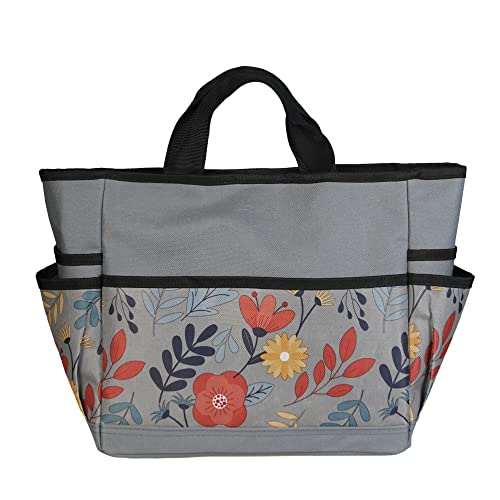 MDSTOP Garden Tool Bag, Garden Tool Kit Holder Home Organizer Storage Carrier, Oxford Garden Hand Tool Storage Tote Organizer with Handle and 8 Roomy Pockets, Floral Gardening Gift, Tools Not Included