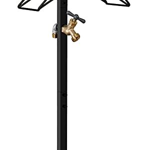 Artigarden Outdoor Hose Holder Stand with Brass Spigot Faucet - Freestanding Metal Water Pipe Extension Hanger Stake Heavy Duty Storage Organizer for Garden Lawn & Backyard