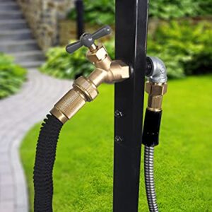 Artigarden Outdoor Hose Holder Stand with Brass Spigot Faucet - Freestanding Metal Water Pipe Extension Hanger Stake Heavy Duty Storage Organizer for Garden Lawn & Backyard