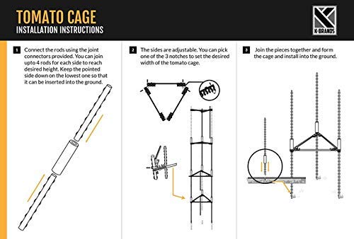 K-Brands Tomato Cage - Premium Tomatoes Plant Stakes Support Cages Trellis for Garden and Pots (3 Pack - Extra Tall Upto 68 inches)