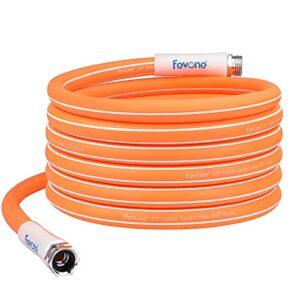 fevone garden hose 25ft heavy duty water hose 5/8 garden hose 25 feet flexible garden hose, lawn & garden watering equipment, 3/4 solid fittings, drinking water safe