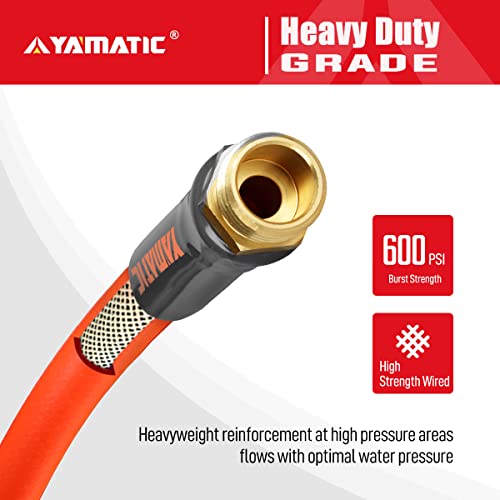 YAMATIC Heavy Duty Short Garden Hose 5/8 in x 10 ft, Super Flexible Leader hose,All-weather, Lightweight, Burst 600 PSI