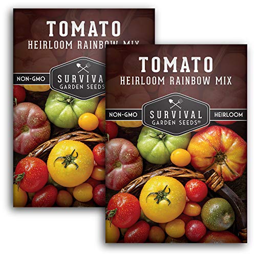 Survival Garden Seeds - Heirloom Rainbow Mix Tomato Seed for Planting - Packet with Instructions to Plant and Grow in Your Home Vegetable Garden - Non-GMO Heirloom Variety - 2 Packs