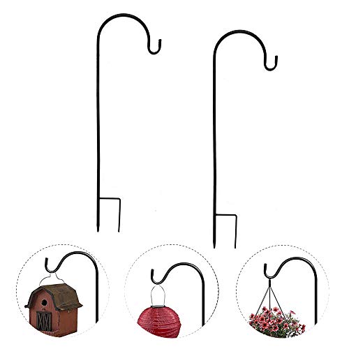 Dualshine 2 Pack Shepherd Hook 35 inch Tall Garden Outdoor Hook for Hanging Solar Light, Bird Feeders, Lanterns, Mason Jars, Garden Stake and Wedding Decor (Black)