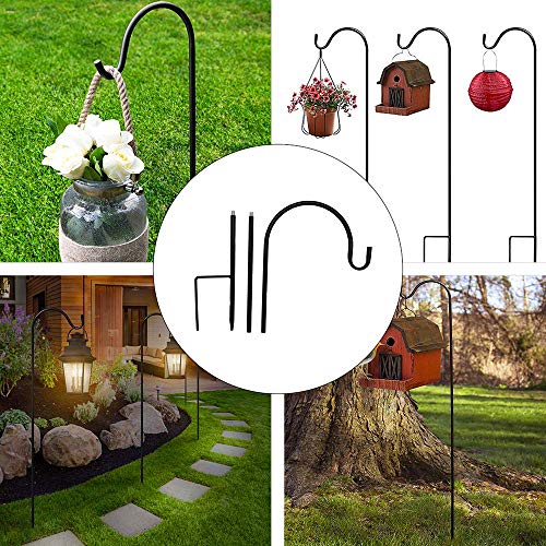 Dualshine 2 Pack Shepherd Hook 35 inch Tall Garden Outdoor Hook for Hanging Solar Light, Bird Feeders, Lanterns, Mason Jars, Garden Stake and Wedding Decor (Black)