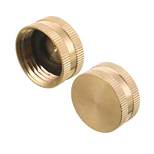 M MINGLE Garden Hose Female End Cap, Brass Spigot Cap, 3/4 Inch, 4-Pack with Extra 12 Washers