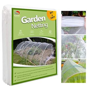 garden netting pest barrier, plant covers 8x24ft garden mesh netting mosquito net bird netting for garden protection, garden net plant netting for raised garden beds row cover