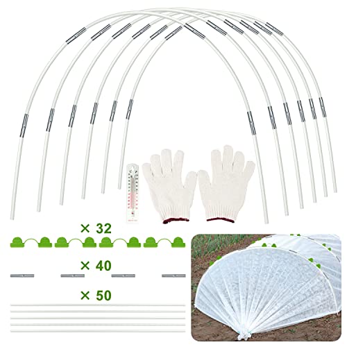 XYADX Greenhouses for Outdoors Garden Stakes Greenhouse Hoops 3.5 Ft Long DIY Greenhouse Hoops for Garden Netting and Greenhouse Hoops for Raised Beds with Greenhouse Clamps - 50PCS