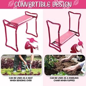 Garden Kneeler and Seat with Tool Pouch, 2 in 1 Foldable Garden Bench with Soft EVA Foam Kneeling Pad, Portable Kneeler Seat for Gardening, Outdoor Garden Stool