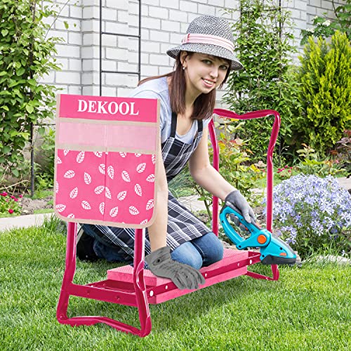 Garden Kneeler and Seat with Tool Pouch, 2 in 1 Foldable Garden Bench with Soft EVA Foam Kneeling Pad, Portable Kneeler Seat for Gardening, Outdoor Garden Stool