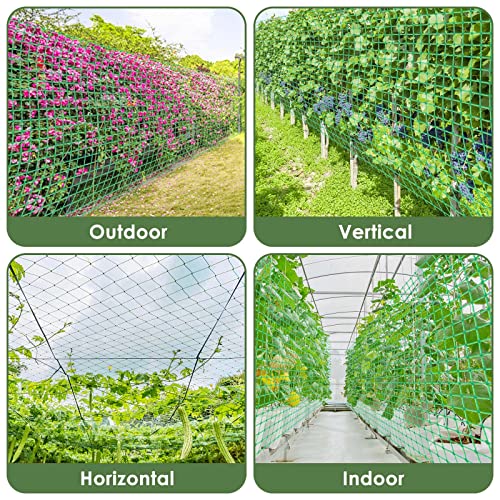 PACETAP 2PCS 6x16.4Ft Trellis Netting for Outdoor Climbing Plants, Garden Plant Trellis Netting with 100PCS Zip Ties for Cucumber, Tomato, Vine, Vegetable Fruit and Flowers