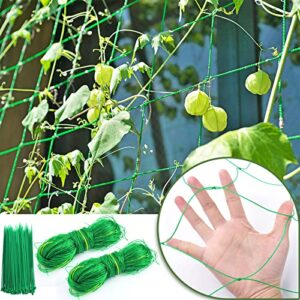 PACETAP 2PCS 6x16.4Ft Trellis Netting for Outdoor Climbing Plants, Garden Plant Trellis Netting with 100PCS Zip Ties for Cucumber, Tomato, Vine, Vegetable Fruit and Flowers