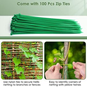 PACETAP 2PCS 6x16.4Ft Trellis Netting for Outdoor Climbing Plants, Garden Plant Trellis Netting with 100PCS Zip Ties for Cucumber, Tomato, Vine, Vegetable Fruit and Flowers