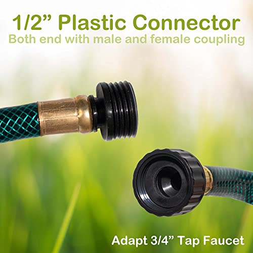 FUNJEE Outdoor Garden Hose for Lawns, Flexible and Durable, No Leaking, Solid Brass Fitting for Household (Green, 15FT)