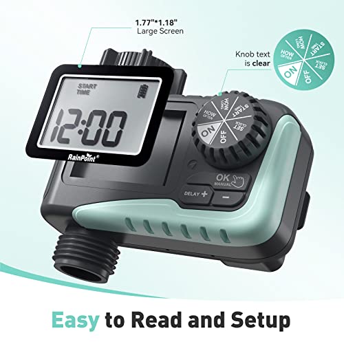 RAINPOINT Sprinkler Timer Outdoor, Water Timer for Garden Hose Faucet, Programmable Water Timer with Rain Delay/Manual, V2, 2023 Release