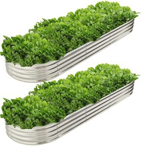 sunny cosy 9′ x 3′ metal oval raised garden bed planter (2 pk)