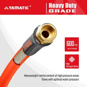 YAMATIC Heavy Duty Garden Hose 5/8 in x 30 ft, Super Flexible Water Hose, All-Weather, Lightweight, Burst 600 PSI