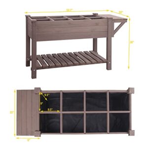 Aivituvin Raised Garden Bed, Elevated Plant Boxes Outdoor Large with Grow Grid - with Large Storage Shelf 52.7" x 22" x 30"