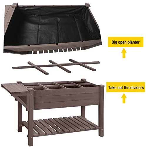 Aivituvin Raised Garden Bed, Elevated Plant Boxes Outdoor Large with Grow Grid - with Large Storage Shelf 52.7" x 22" x 30"