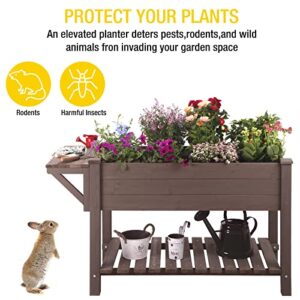 Aivituvin Raised Garden Bed, Elevated Plant Boxes Outdoor Large with Grow Grid - with Large Storage Shelf 52.7" x 22" x 30"