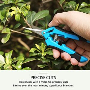 VIVOHOME Gardening Hand Pruner with Straight Stainless Steel Blades Non-stick Pruning Shear Bonsai Cutter Blue for Potting (Pack of 1)