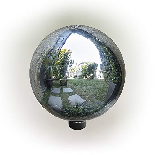 Alpine Corporation GLB292SL Gazing Globe, 10" L x 10" W x 12" H, Silver