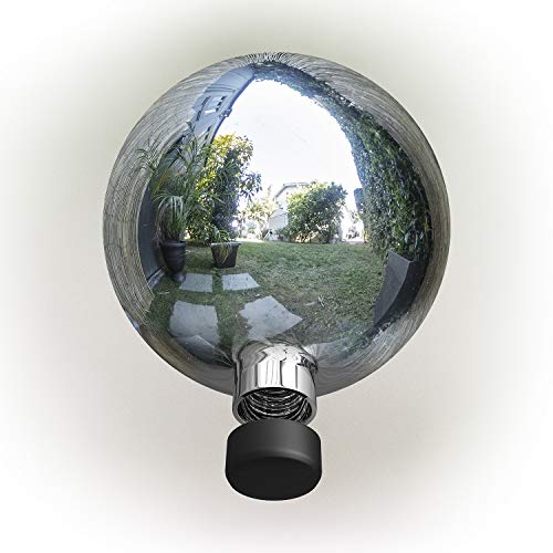 Alpine Corporation GLB292SL Gazing Globe, 10" L x 10" W x 12" H, Silver