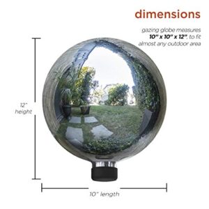 Alpine Corporation GLB292SL Gazing Globe, 10" L x 10" W x 12" H, Silver