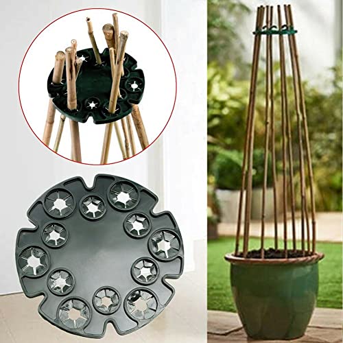 Bamboo Cane Holder Plastic Plant Support Garden Stakes Connector Caps Climbing Plants Growth Aids 12 Holes for Sweet Peas Beans Tomatoes Cucumbers 5 Pack