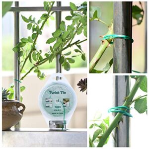 YDSL 328ft (100m) Twist Ties, Green Garden Plant Ties with Cutter for Gardening and Office Organization, Home